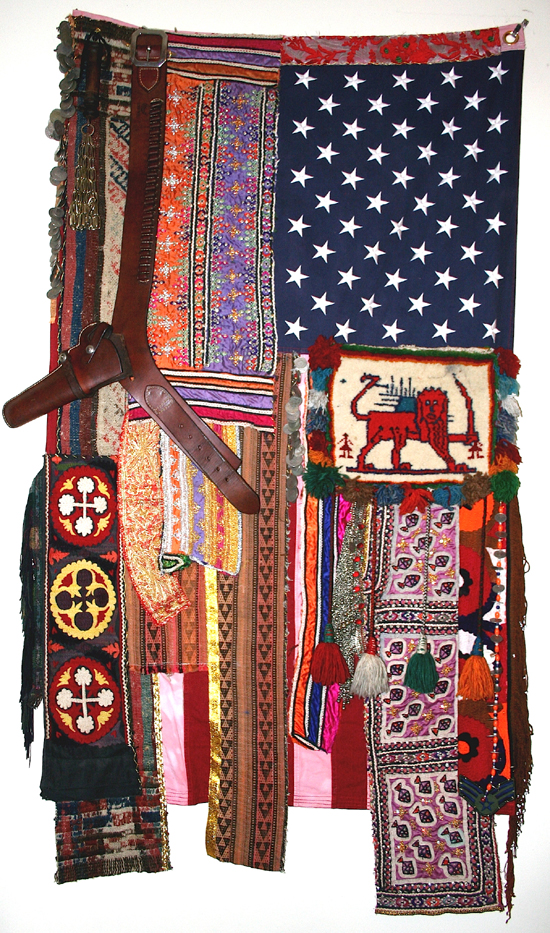 Sara Rahbar-Flag Series-flag#30- between us and the breeze-64×34 inches ...